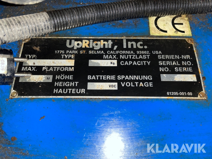 Pelarlift Upright 065400-002, Halmstad, Klaravik auktioner