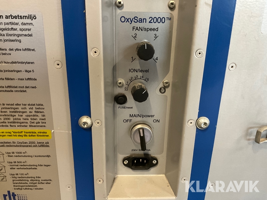 Luftrenare Oxysan 2000, Ängelholm, Klaravik auktioner