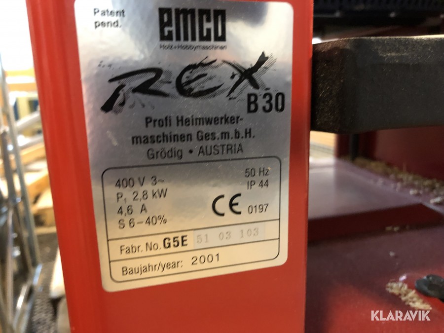 Planhyvel Emco Rex B30