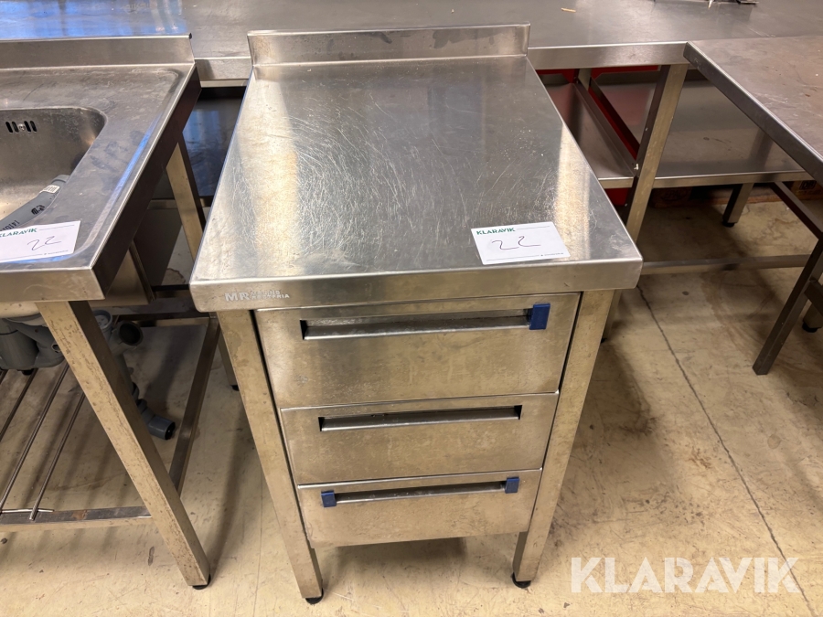 Rostfri diskbänk, bänk med lådor, bänk, Kristianstad, Klarav