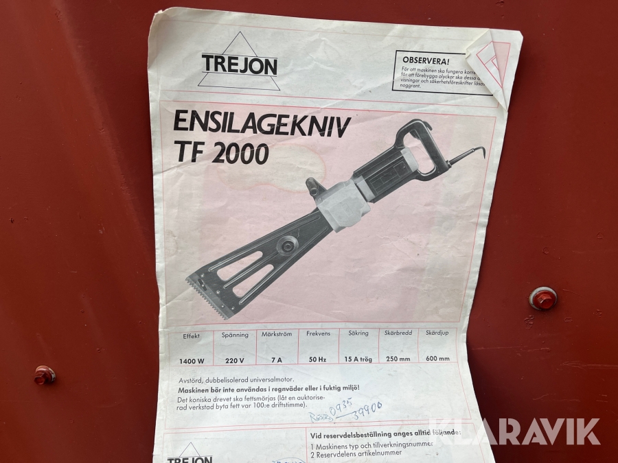 Ensilagekniv Comer TF 2000-M, Vallentuna, Klaravik auktioner