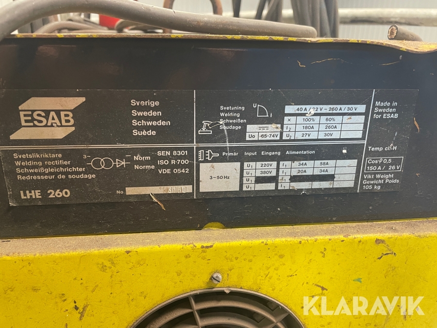 Pinnsvets Esab LHE 260, Trollhättan, Klaravik auktioner