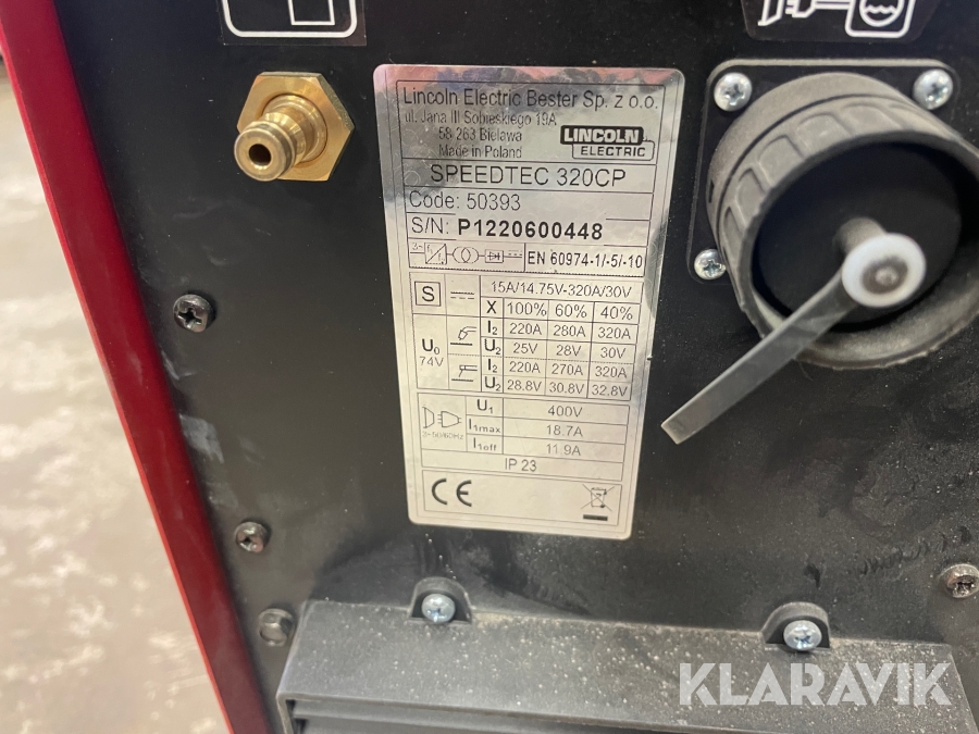 Svets Lincoln Speedtec 320CP, Mark, Klaravik auktioner