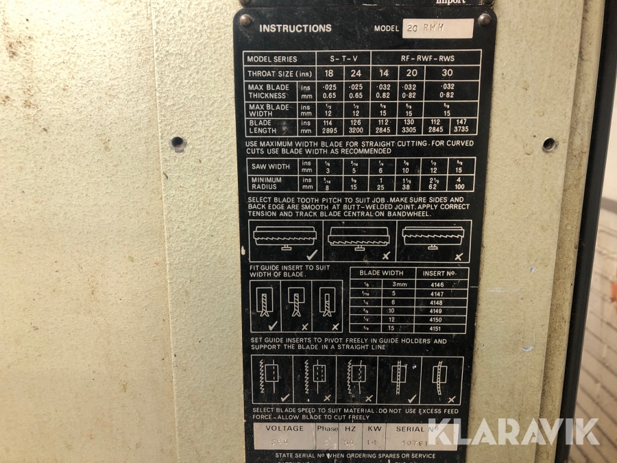 Klaravik Auktioner | Bandsåg Startrite 20 RWH