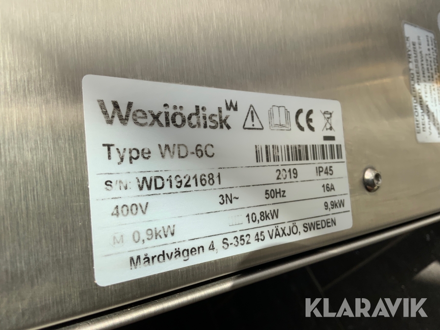 Diskmaskin för storkök Wexiödisk WD-6C, Alingsås, Klaravik a