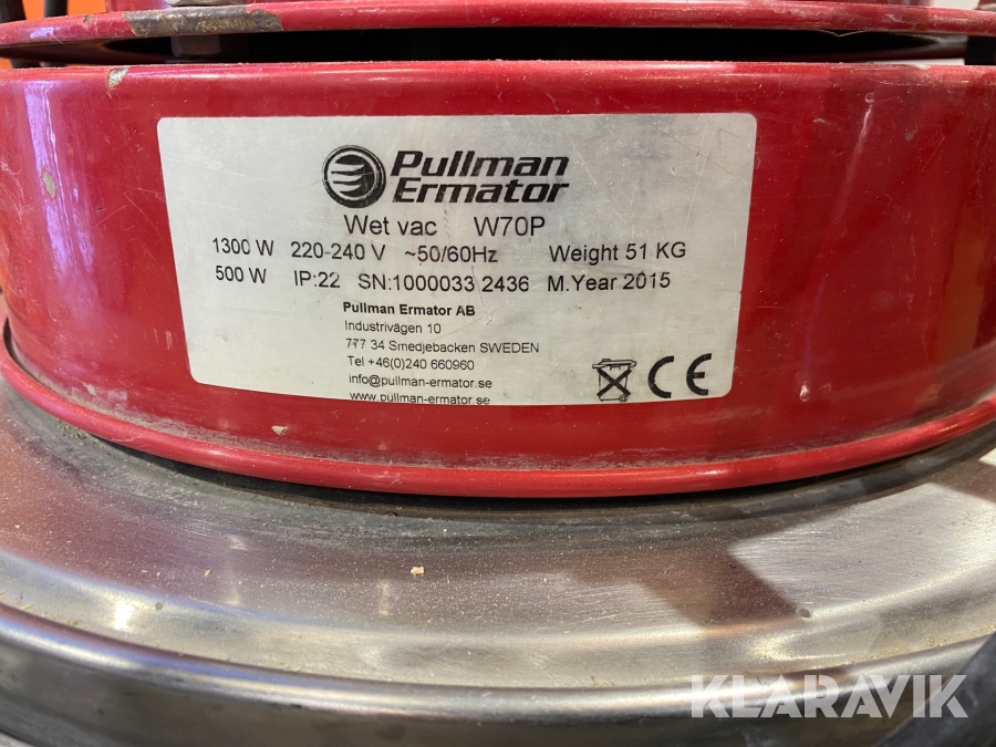 Vattendammsugare Pullman Ermator W70P, Huddinge, Klaravik au