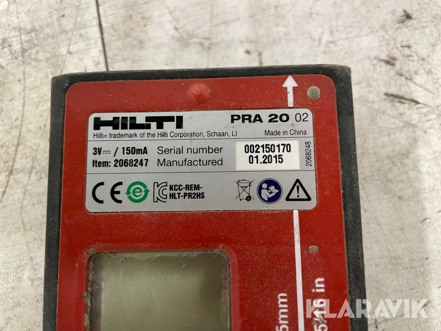 Klaravik Auktioner | Lasermottagare Hilti PRA 20