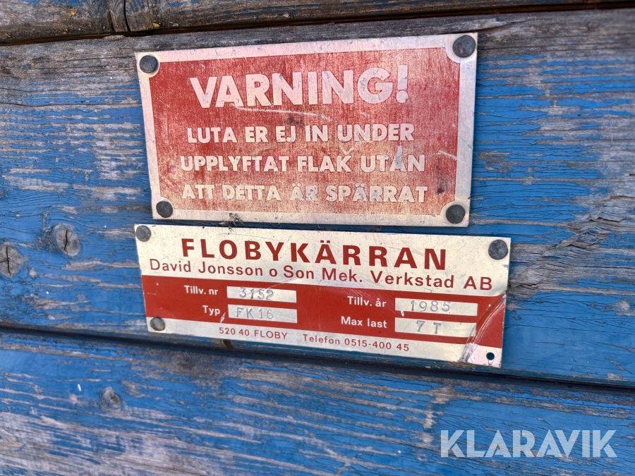 Spannmålskärra Flobykärran FK16, Falköping, Klaravik auktion