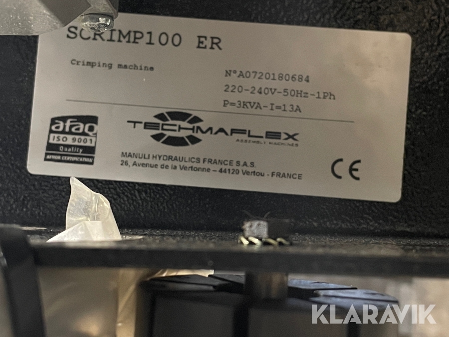 Slangpress Techmaflex SCRIMP100 ER, Härryda, Klaravik auktio