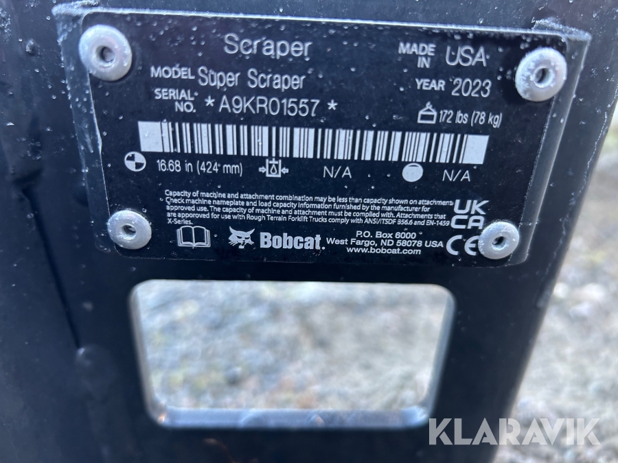 Skrapa till Bobcat Bobcat Super Scraper, Helsingborg, Klarav