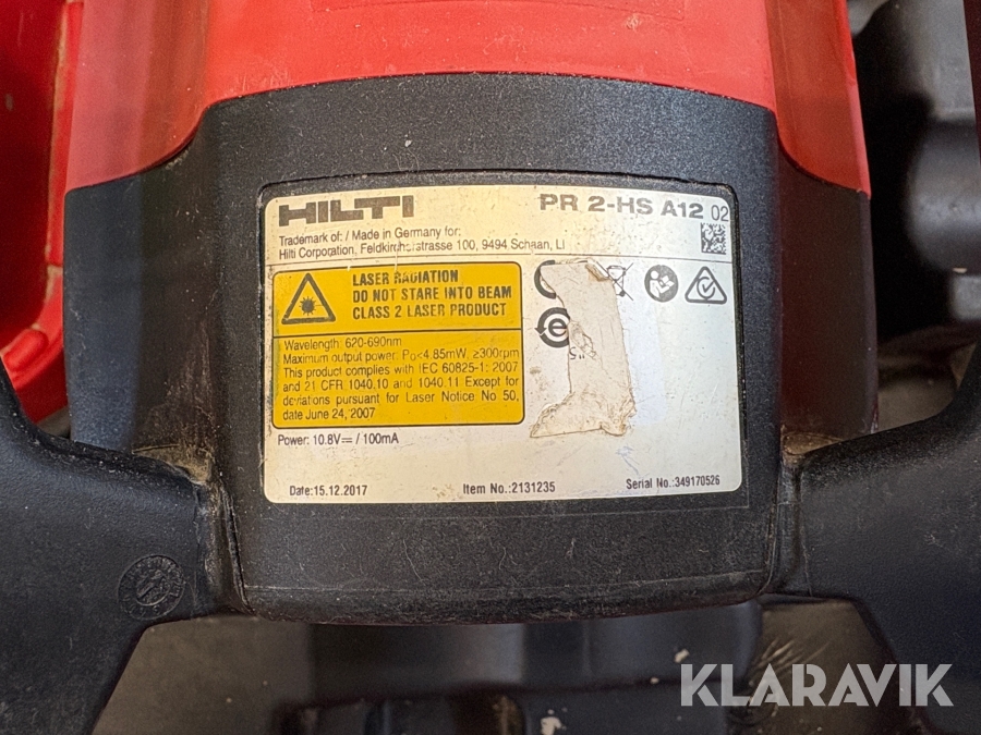 Laser Hilti PR 2-HS, Stockholm, Klaravik auktioner