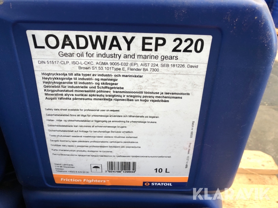 Klaravik Auktioner | Växellådsolja Statoil Loadway EP 220 (210 liter)