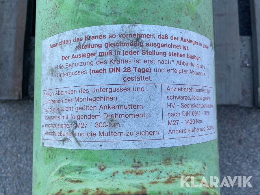 Pelarsvängkran 125kg, Västervik, Klaravik auktioner