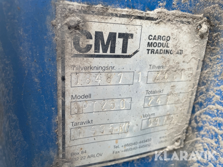 Container CMT OPT250, Lindesberg, Klaravik auktioner