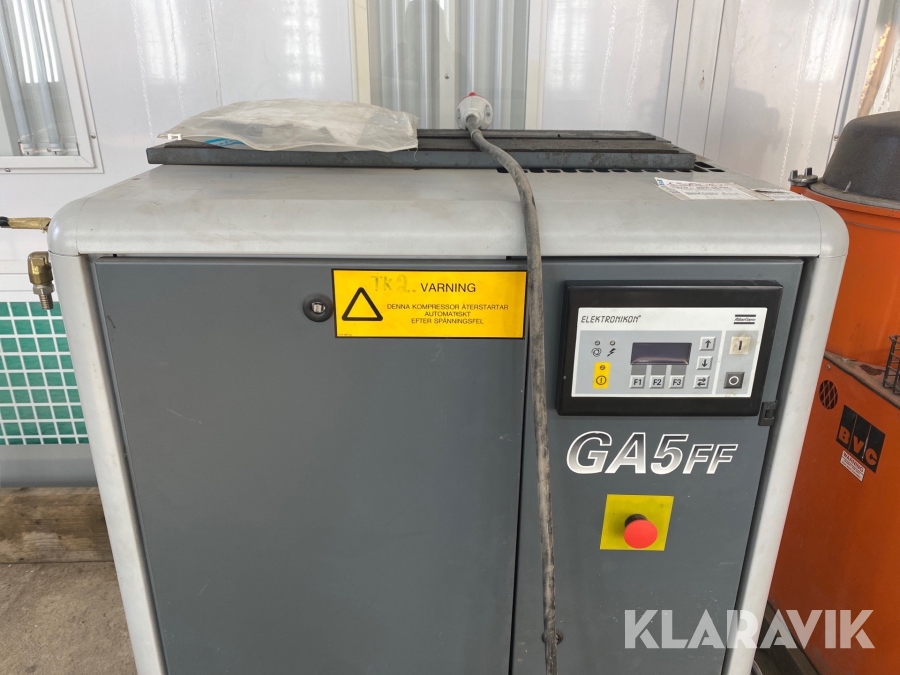 Kompressor Atlas Copco GA5FF, Norrtälje, Klaravik auktioner