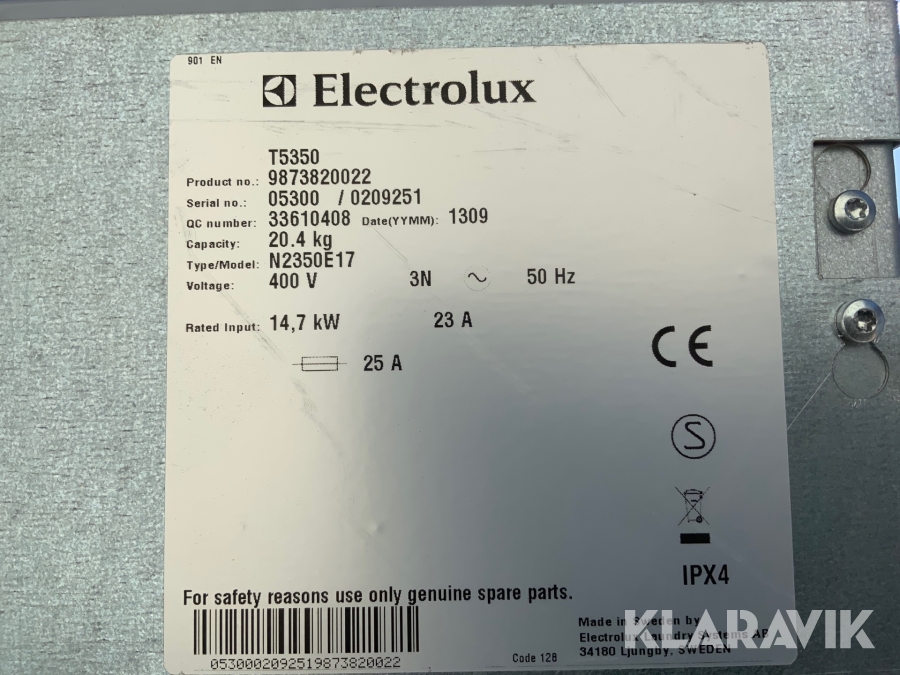 Industri torktumlare Electrolux T5350, Umeå, Klaravik auktio