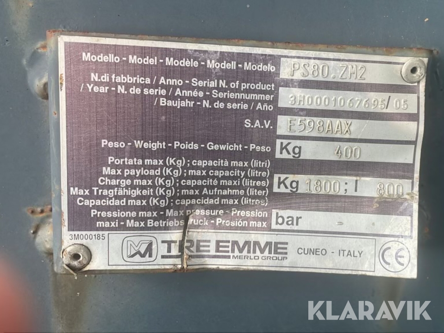 Skopa till teleskoptruck Merlo Treemme PS80.ZM2, Göteborg,