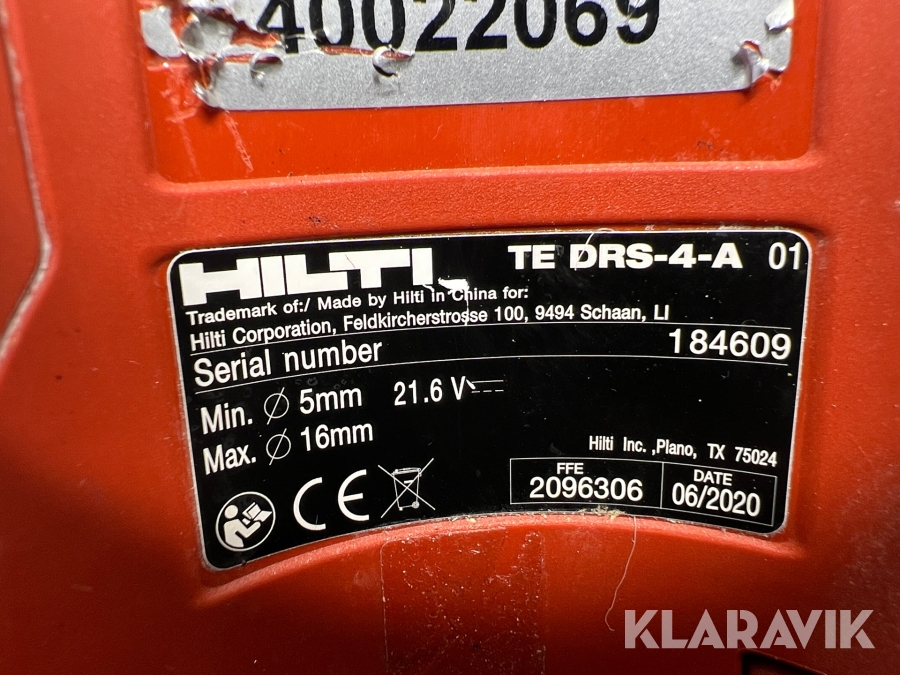 Dammsugartillsats till borrhammare Hilti TE DRS-4A, Svalöv,