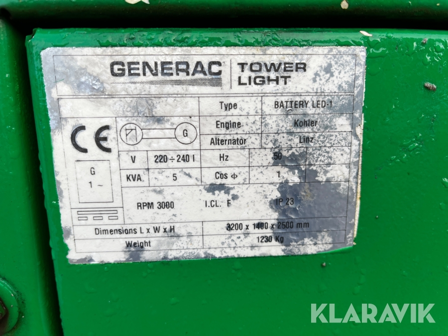 Belysningsmast Generac, Sigtuna, Klaravik auktioner