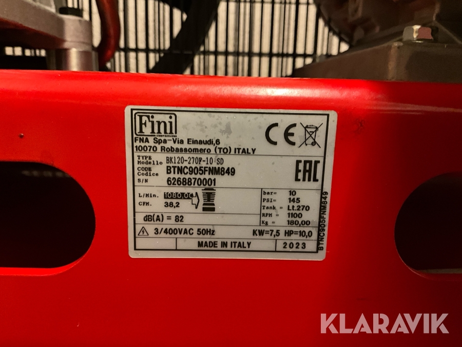 Kompressor Fini Advanced BK120, Ekerö, Klaravik auktioner
