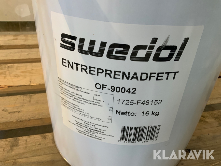 Entreprenadfett med pump Swedol, Alingsås, Klaravik auktione