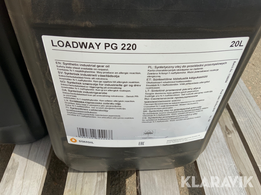 Klaravik Auktioner | Industriell växellådsolja Statoil Loadway PG 220