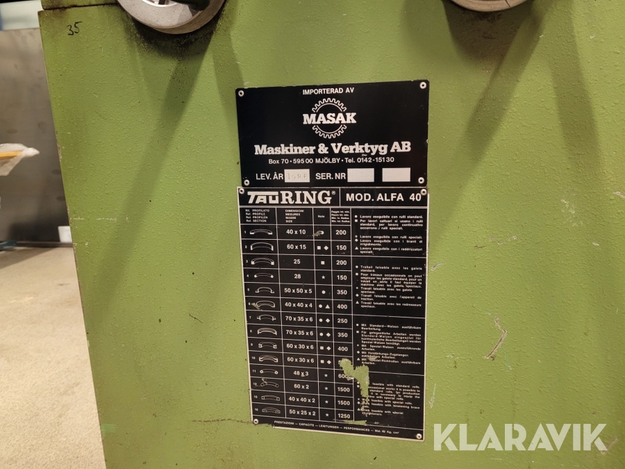 Ringbock Tauring ALFA 40 H1, Södertälje, Klaravik auktioner