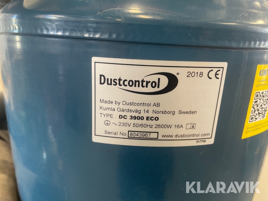 Stoftavskiljare Dustcontrol DC3900C, Svalöv, Klaravik aukti