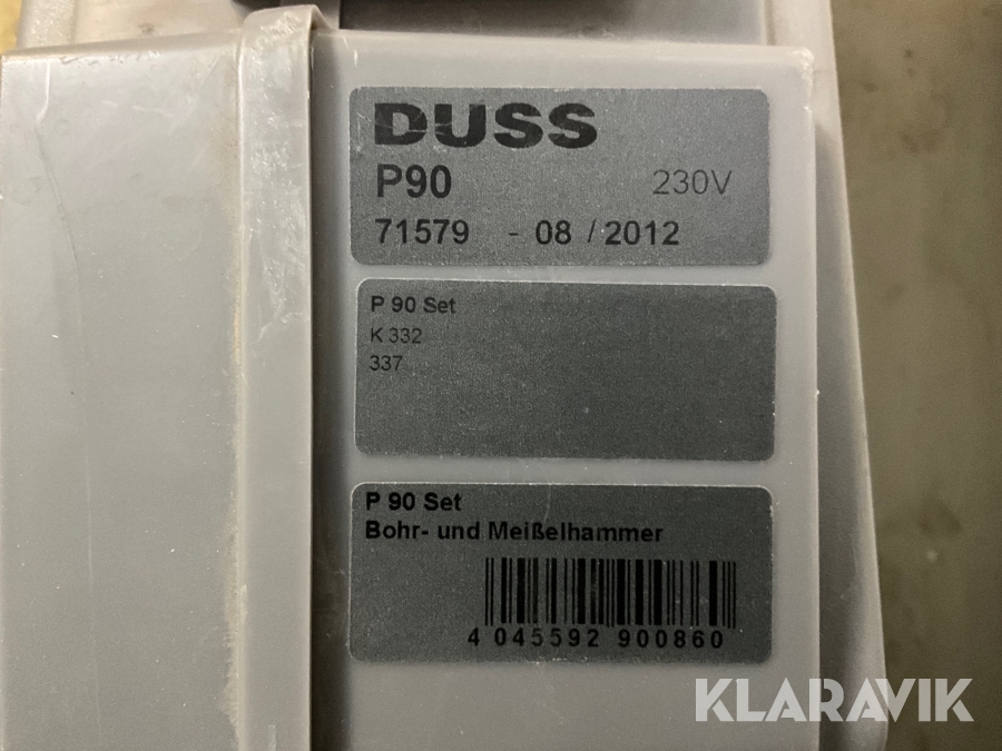 Bergborr Duss P90, Huddinge, Klaravik auktioner