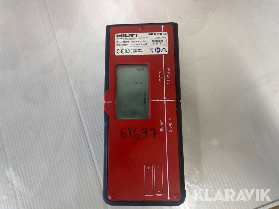 Planlaser och mottagare Hilti, Hilti PR2-HS, PRA20, Svalöv,