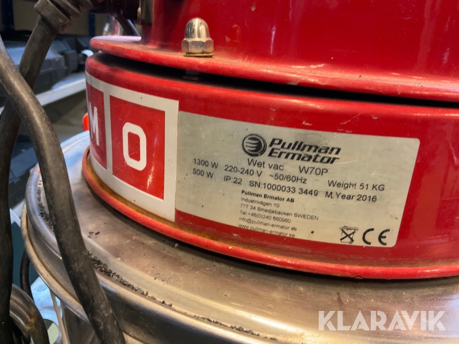 Våtsug Pullman Ermator W70P, Jönköping, Klaravik auktioner