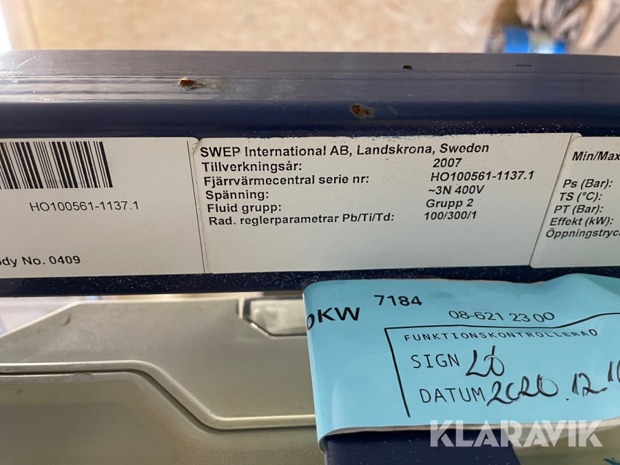 Fjärrvärmecentral El-Björn TFUC 800