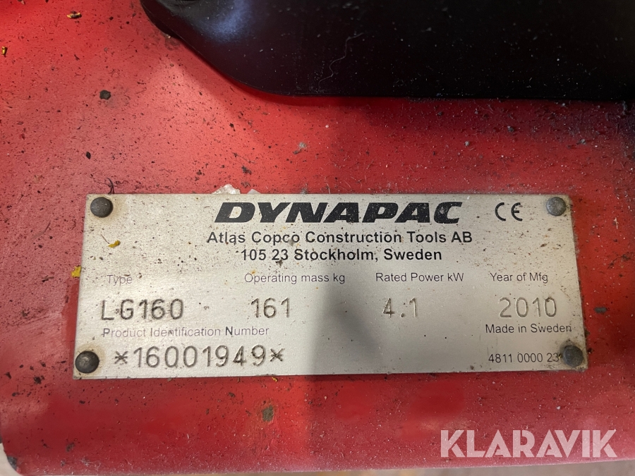 Markvibrator Dynapac LG160, Örnsköldsvik, Klaravik auktion