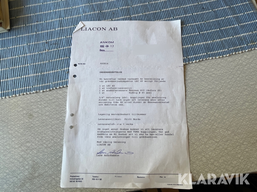 Hydraulisk markvibrator Liacon LEV40, Perstorp, Klaravik auk