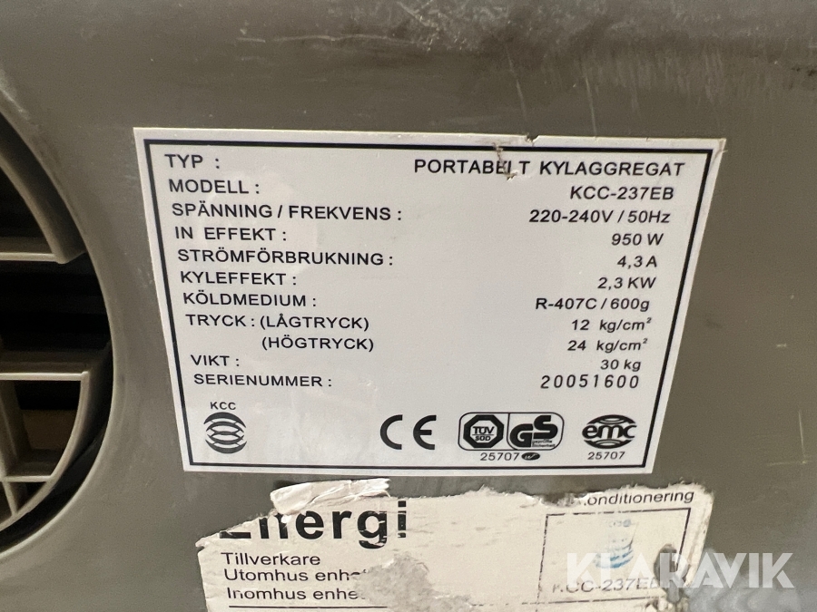 Luftkonditionering portabel Amcor Clima3500a, Svalöv, Klarav