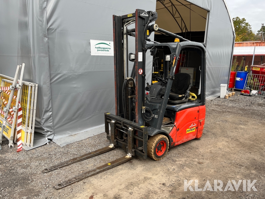 Motviktstruck Linde E16C-01, Täby, Klaravik auktioner