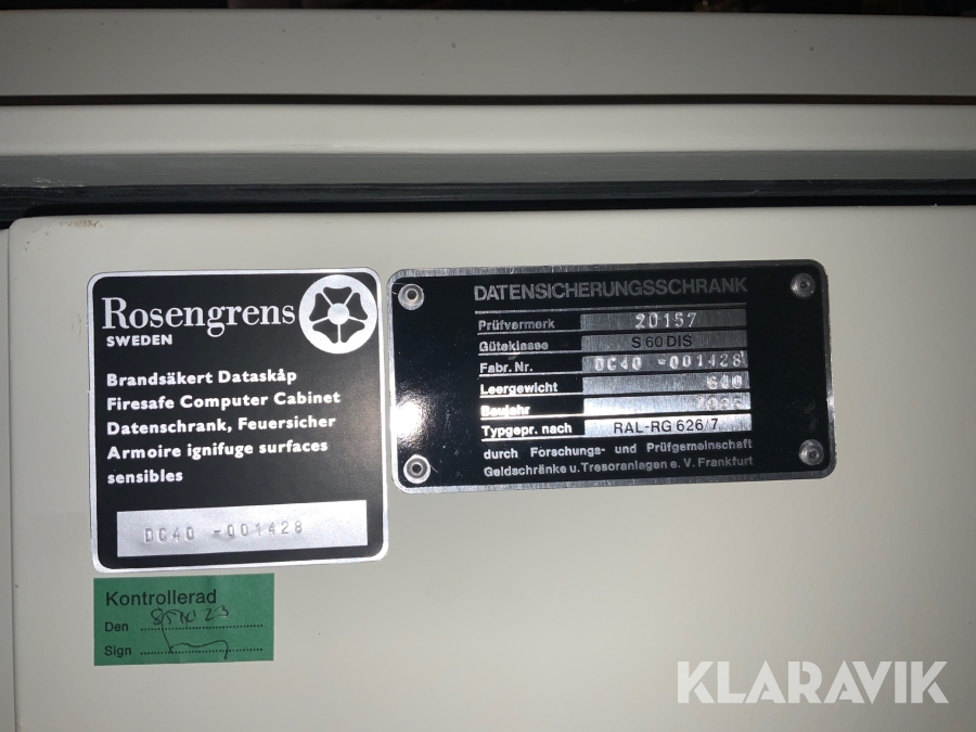 Kassaskåp Rosengrens , Vetlanda, Klaravik auktioner