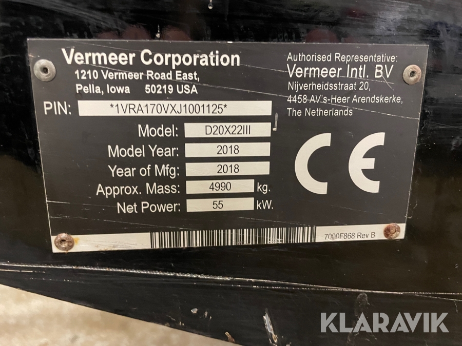 Ekipage Borrigg Vermeer D20X22III, Sollefteå, Klaravik aukti