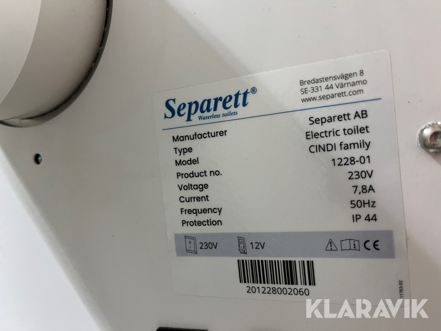 Förbränningstoalett Cindi Family, Vaxholm, Klaravik auktione