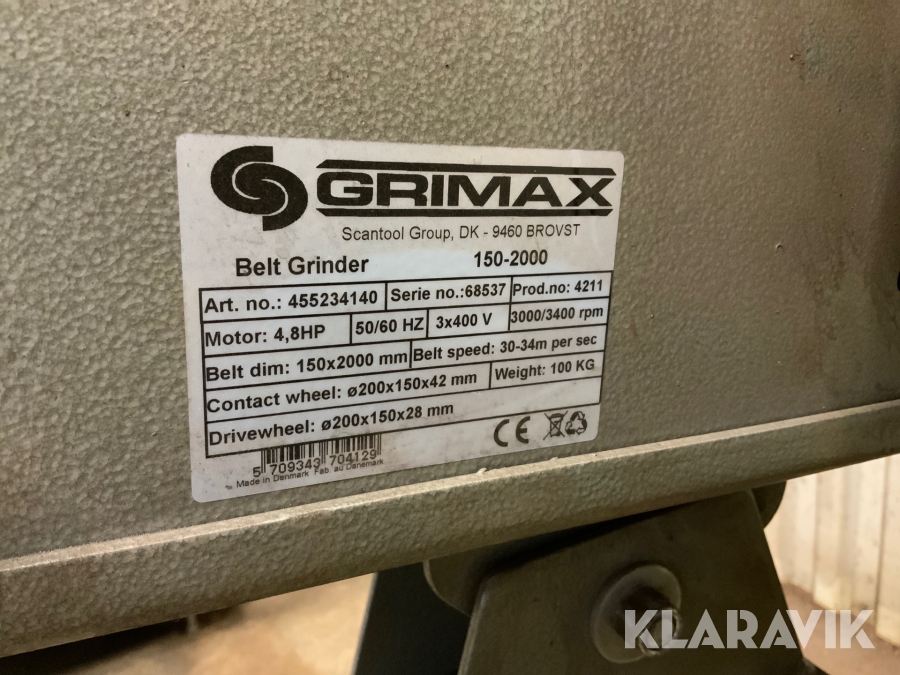 Klaravik Auktioner | Slip Grimax Belt-Grinder 150-2000