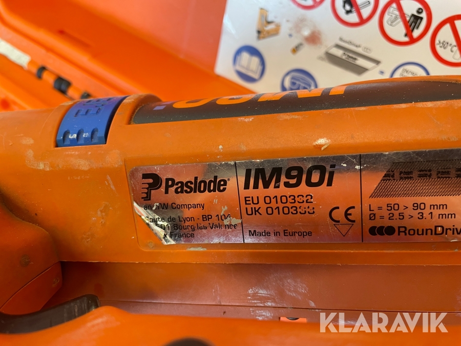 Klaravik Auktioner | Spikpistol gas Paslode IM90