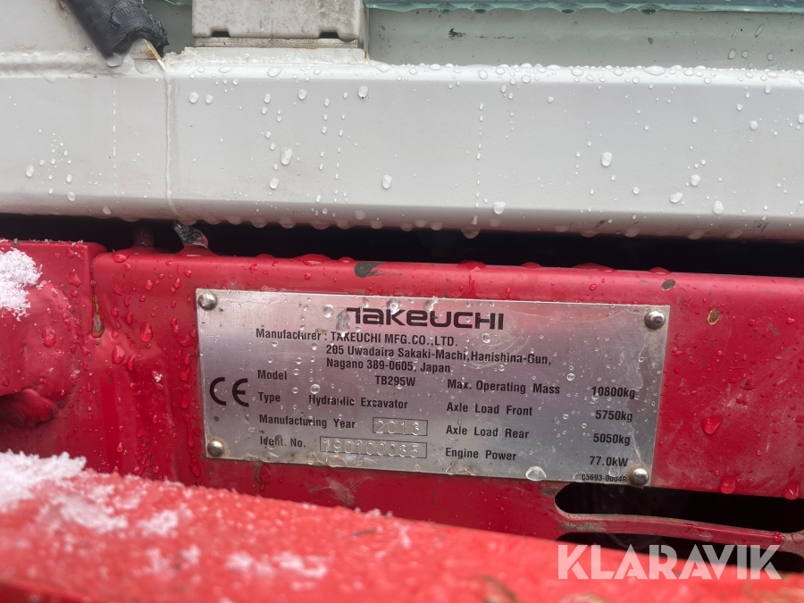 Grävmaskin Takeuchi TB295W, Ale, Klaravik auktioner