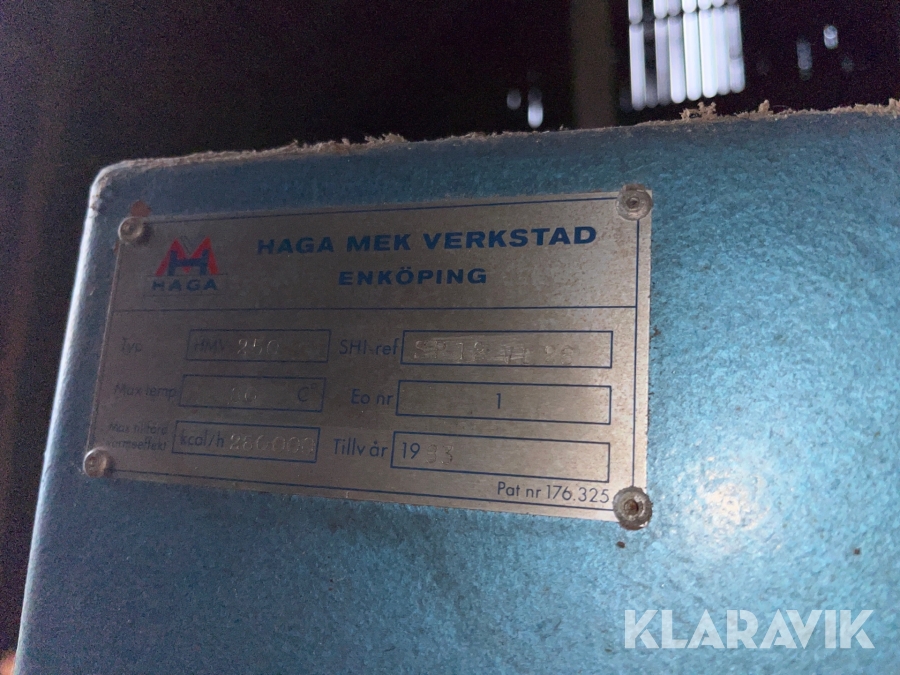 Oljepanna Haga HMV250, Vadstena, Klaravik auktioner
