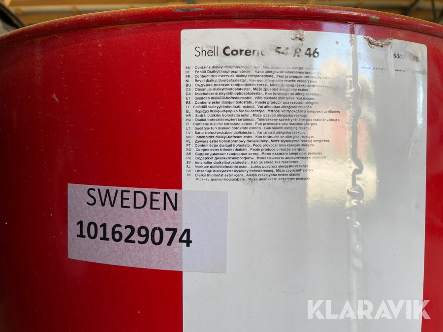 Kompressor olja Shell Corena s4r46, Åmål, Klaravik auktioner