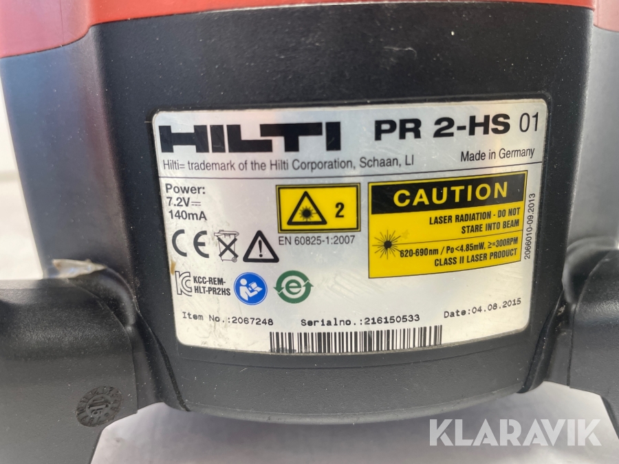 Planlaser & Lasermottagare Hilti PR2-Hs, PRA20, Svalöv, Klar