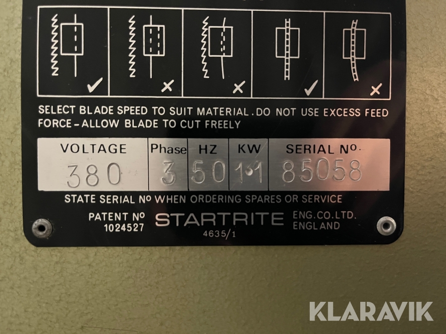 Bandsåg Startrite 20 RWS, Botkyrka, Klaravik auktioner