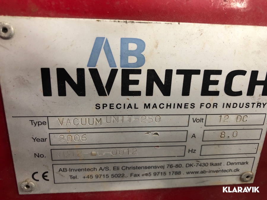 Glaslyft AB Inventech Vacuum Unit 250