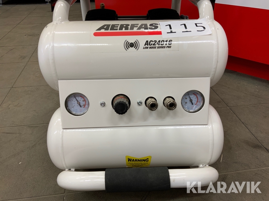Klaravik Auktioner | Kompressor Aerfast 9 Bar AC24016, Oljefri, Low Noise