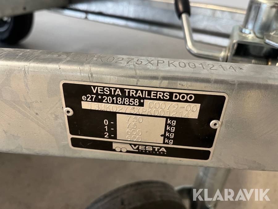 Personbilssläp Vesta Trailers Light 25DA, Stockholm, Klaravi