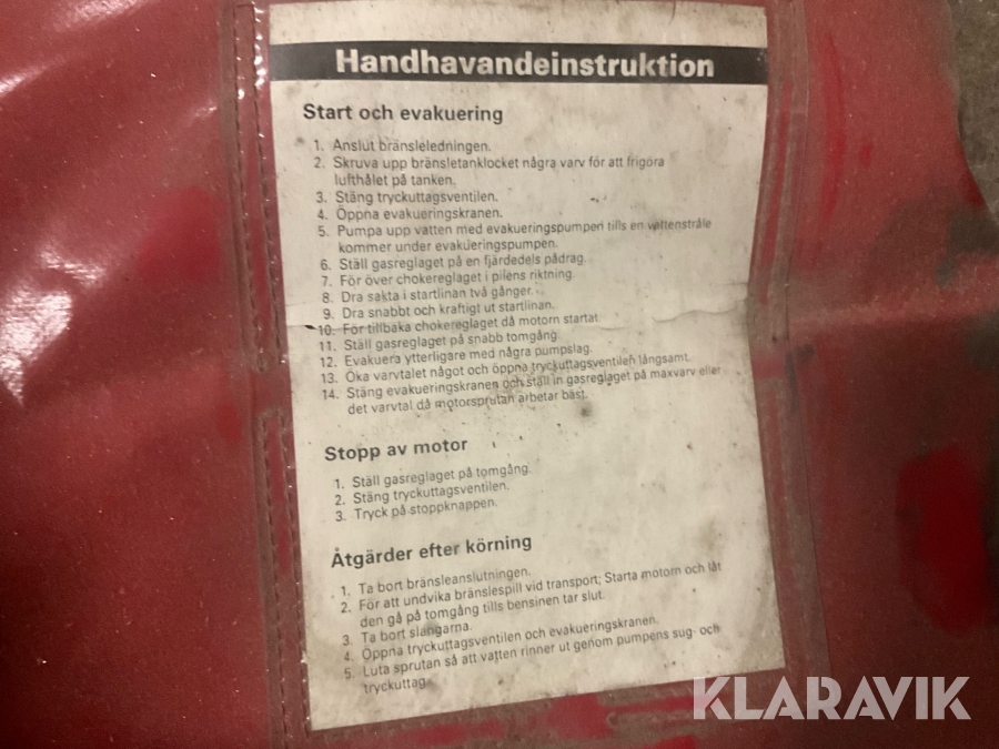 Pump, motorspruta Hale Pumps, Borås, Klaravik auktioner
